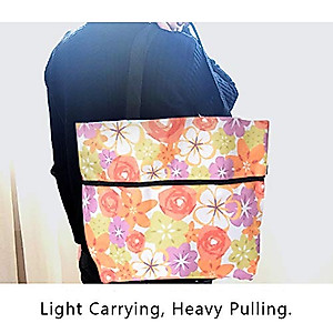 Collapsible Trolley Bags,Shopping Trolley Bag Suitable for Shoppers,Students,Women,Men,Parents (Red flower)