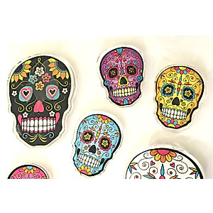 Greenbrier International New Pack of 7 Sugar Skull Day of The Dead Window Mirror Clings
