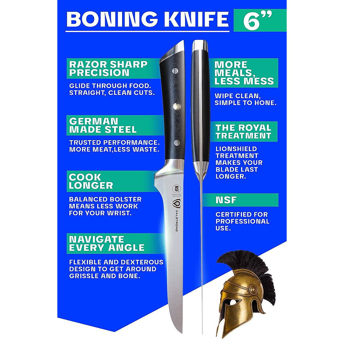 Dalstrong Boning Knife - 6 inch - Gladiator Series Elite - Forged German High-Carbon Steel Kitchen Knife - Razor Sharp - Black G10 Handle - w/Sheath - NSF Certified