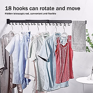 ZdwCyl Clothes Drying Rack,Laundry Drying Rack Wall Mount, Space Saver Clothes Rack,Retractable,Collapsible(Tri-Fold), for Balcony,Laundry,Bathroom, Dark Grey Color,3z-g02