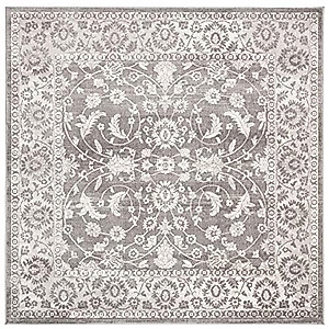 SAFAVIEH Brentwood Collection Area Rug - 3' Square, Cream & Grey, Traditional Oriental Design, Non-Shedding & Easy Care, Ideal for High Traffic Areas in Living Room, Bedroom (BNT844B)