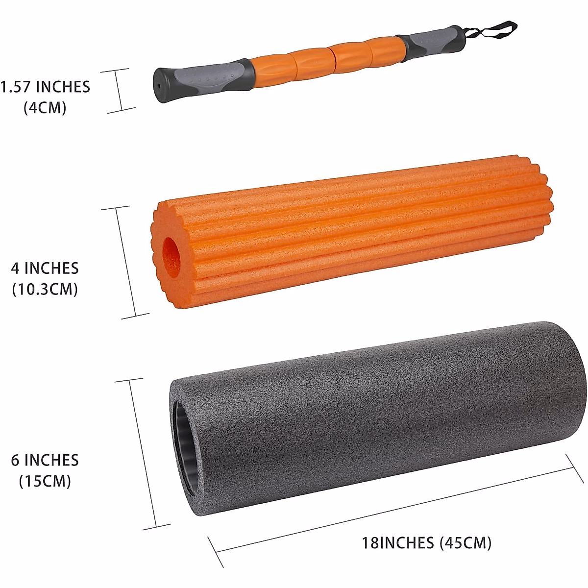 Revolve 3-in-1 Foam Roller Set with Massage and Mobility Stick, for Exercise, Deep Tissue Muscle Massager for Physical Therapy, Pilates, Yoga, Stretching, Balance & Core