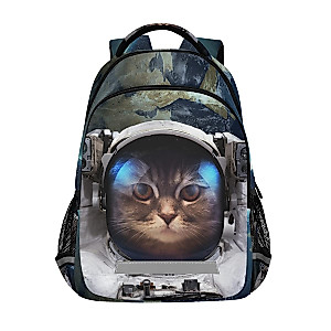S Husky Laptop Backpack School Bookbags Daypack Bags Space Cat Astronaut Earth Planet Kids Back Packs for Girls Boys Women Men 2045048 One Size