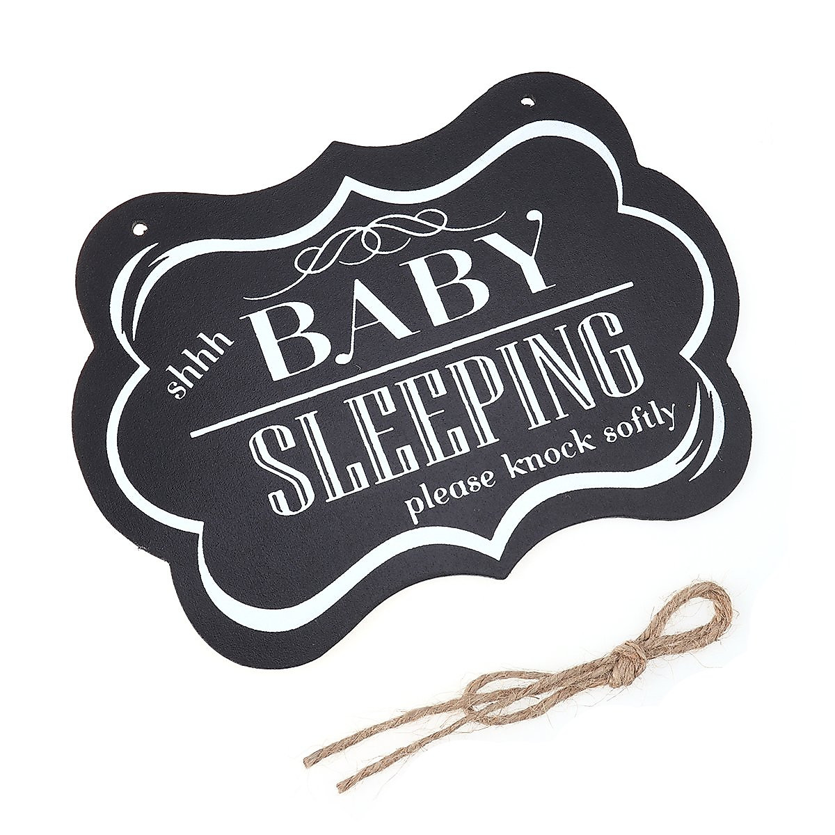 WINOMO Baby Sleeping Sign for Door "shhh BABY SLEEPING please knock softly" Funny Wooden shhh Baby Sleeping Sign for Front Door Bedroom Door
