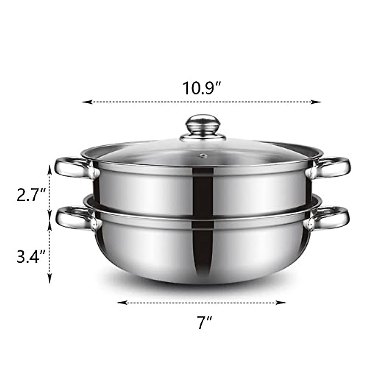 Steamer Pot Stainless Steel 2 Tier - Steam Pot with Lid Food Vegetable Cooker Pot Cooking Pan Steaming Pot Dim Sum Cookware Steamer For Kitcken Cooking Tool