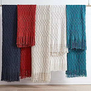 MOLLY ROCKY 100% Acrylic Knitted Throw Blanket Textured Solid Soft Decorative Throw for Sofa,Couch,Bed,50x60 Inch,Beige
