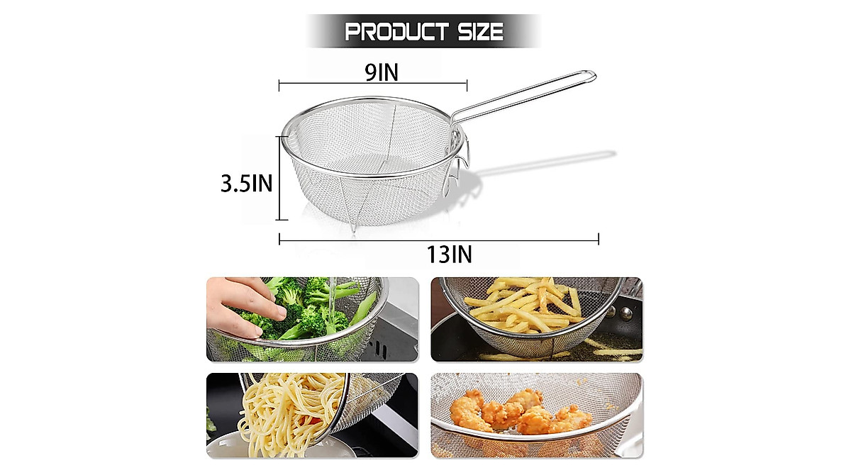 Stainless Steel Deep Fry Basket – 9-Inch Multipurpose Kitchen Tool