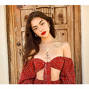 Realistic Temporary Tattoo for Women - 86 Sheets Tiny Small Fake Tattoos, 24 Pcs Inspirational Quotes Words Tattoo, 62 Long Lasting Minimalist Wild Flower Floral Bouquet Leaf Adult Tattoos Stickers (Art Abstract)