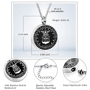 Hearbeingt Cremation Jewelry for Ashes USA Army/Air Force/Navy/Firefighter Memorial Urn Necklace for Ashes Keepsake Pendant for Women Men(Air Force)