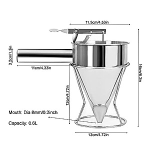 MosaiRudo Stainless Steel Pancake Batter Dispenser with Stand, Detachable Handle Pancake Dispenser for Takoyaki,Baking,Cupcakes,Muffins-Cooking Crepes,Waffles (600ML)