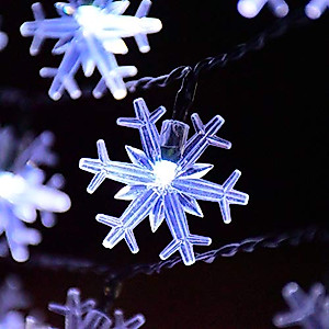 Solar Christmas Lights Outdoor, Cool White 55Ft 100 LED 8 Modes Snowflake Christmas Lights Waterproof Solar Christmas Decorative Lights Outdoor Christmas Tree Lights for Xmas Tree Garland Garden Yard