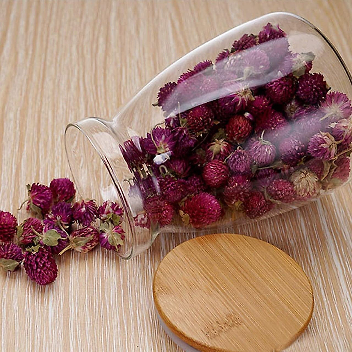 MARTVIA 1150 ML Glass Food Storage Containers with Airtight Bamboo Lid, Thickened Coffee Storage Jars for Home Kitchen, Pantry Tea, Spices, Snack,Salt,Grains,Pasta,Candy, DIY Handmade (1150 ML Set of 1)