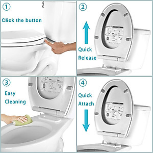Hibbent Premium One Click Elongated Toilet Seat with Cover(Oval) with Bidet Attachment for Toilet