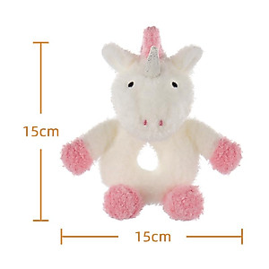 Apricot Lamb Baby Unicorn Soft Rattle Toy, Plush Stuffed Animal for Newborn Soft Hand Grip Shaker Over 0 Months (Unicorn, 6 Inches)