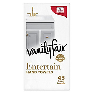 Vanity Fair Entertain Disposable Hand Towel, 45 Paper Hand Towels, Includes Holder (Holder Design May Vary)