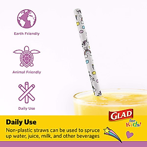 GLAD for Kids Paper Straws | Unicorn Paper Straws With Fun and Adorable Design for Kids | 50 Count Disposable Paper Straws for Drinking | Drinking Straws for Kids