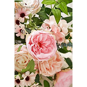 Serwalin Artificial Flowers Pink Wedding Flowers Silk Flowers with Stems Fake Cake Flowers for Wedding Bouquets Centerpieces Spring Decor Baby Shower Decoration