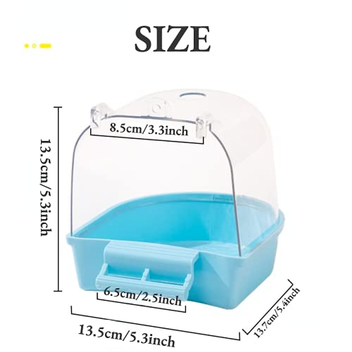 Bird Bath Cage Come with Water Injector, Cleaning Pet Supplies Cockatiel Bird Bathtub with Hanging Hooks for Small and Medium Birds Parrots Spacious Parakeets Portable Shower for Most Birdcage