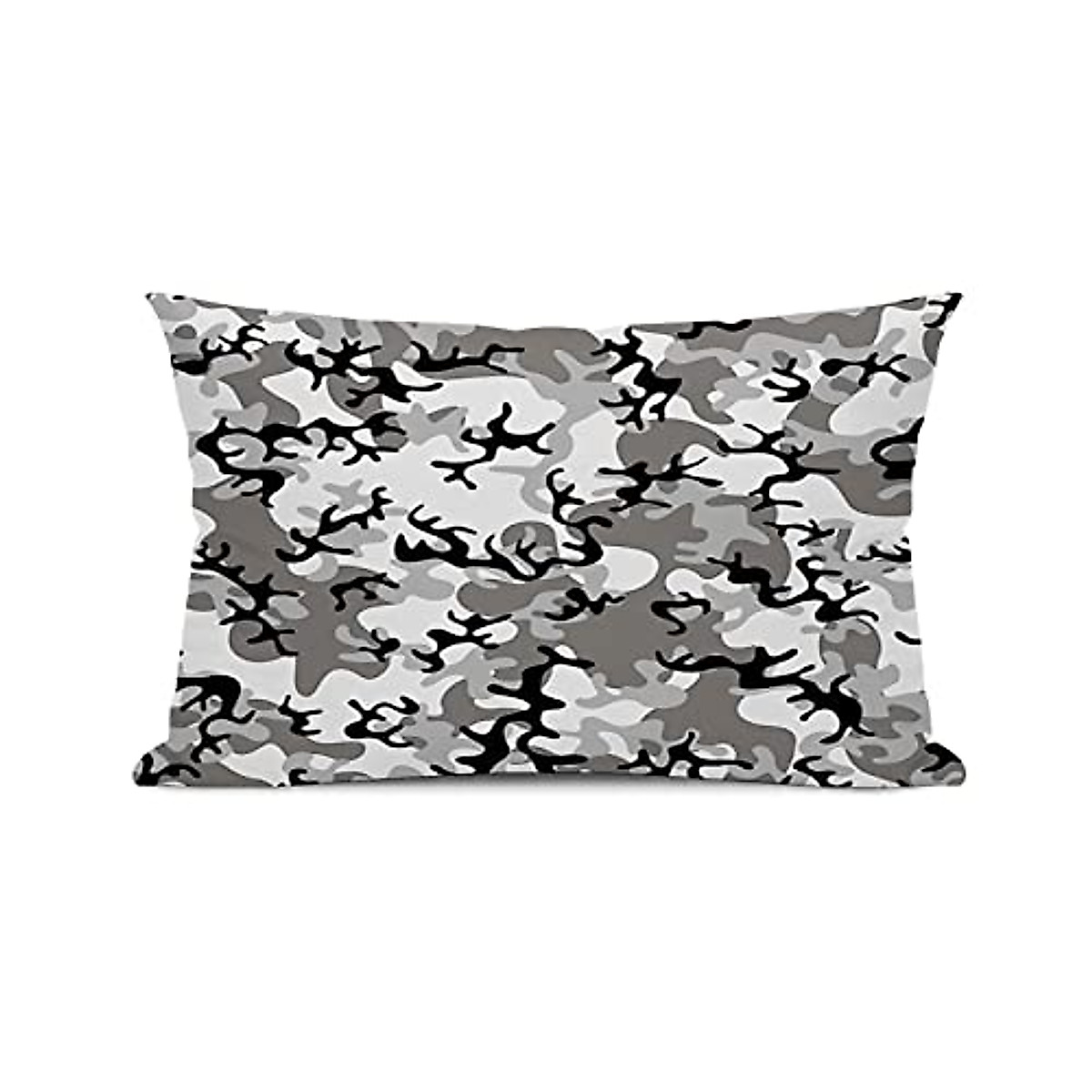 IJQRVJ Camo Body Pillow Case Cover with Zipper,Camouflage Pattern Fashion,Decorative Accent Long Pillowcase,Grey Black 12" x 20"
