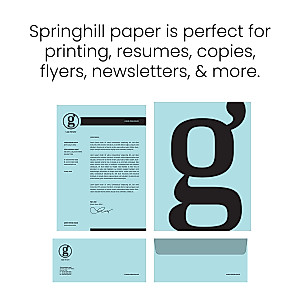 Springhill 8.5” x 11” Blue Copy Paper, 24lb Bond/60lb Text, 89gsm, 500 Sheets (1 Ream) – Colored Printer Paper with Smooth Finish – Versatile and Flexible Computer Paper – 024034R