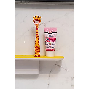 KUKAKETA Bathroom Organizer Shelf with Toothbrush Holders, Soap Dish, Shower Caddy Bathroom Shelves Wall Mounted Shower Shelf Space Saver Bathroom Storage - Adhesive or Drilling (white - yellow)