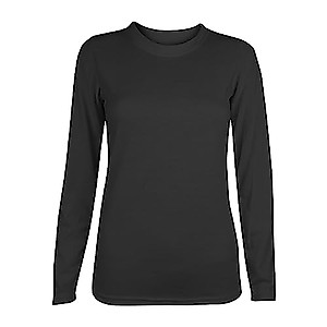 Deals of The Day Clearance Womens Long Sleeve Tops Casual Solid Color Crew Neck Long Sleeve Blouses Basic Loose Lightweight Fit Tee Shirts Black L