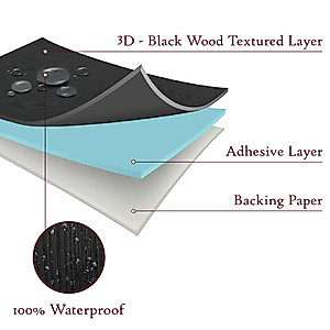 Black Wood Grain Wallpaper Border (3.9" x 393.7", 10cm x 10m, Rough Wood Texture) Self Adhesive Removable Waterproof Peel and Stick Wall Edging Mirror Framing Wall Décor Made in Korea