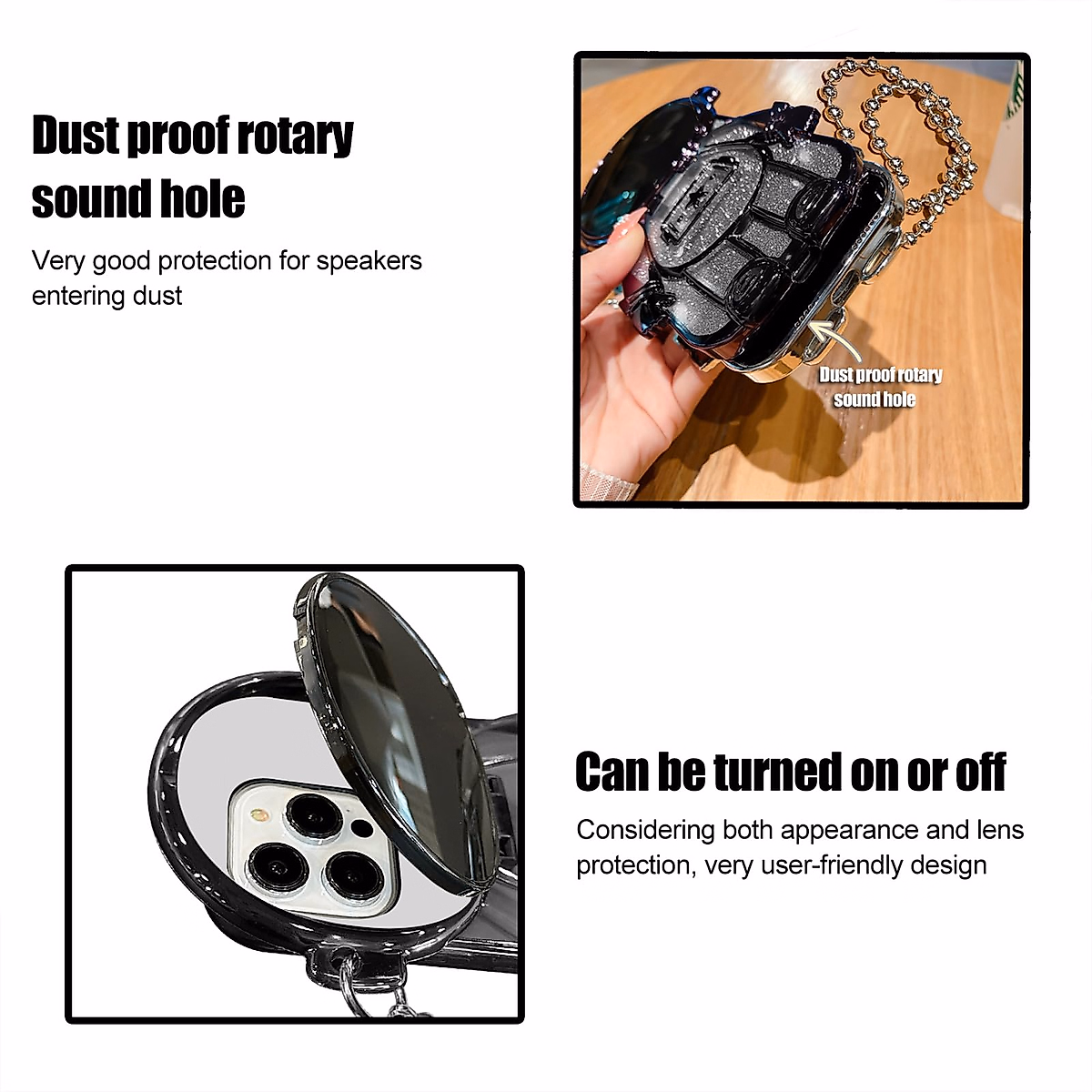 for iPhone 14 Pro Max Case with Kickstand Mirror Lanyard Shoulder Strap Cute 3D Astronaut Lens Camera Protection Girls Women Hidden Stand TPU Clear Cover Protector for iPhone 14 Pro Max (14 Pro Max)