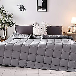 LIANLAM Weighted Blanket (20 lbs, 48"x72", Grey), Cooling Weighted Blanket for Adults, 100% Natural Cotton Material with Premium Glass Beads