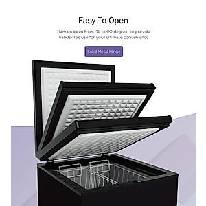 COOLHOME 3.5 Cubic Feet Chest Freezer with Removable Basket, from 6.8℉ to -4℉ Free Standing Compact Fridge Freezer for Home/Kitchen/Office/Bar (Black, 3.5 Cu.ft.-normal)