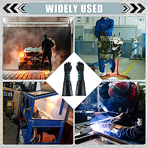 FLKQC Rubber Sandblasting Sandblaster Gloves, 23.6" Rubber Sandblast Cabinet Gloves for Abrasive Blasting with Particles Palm for Sandblast Blast Cabinets,