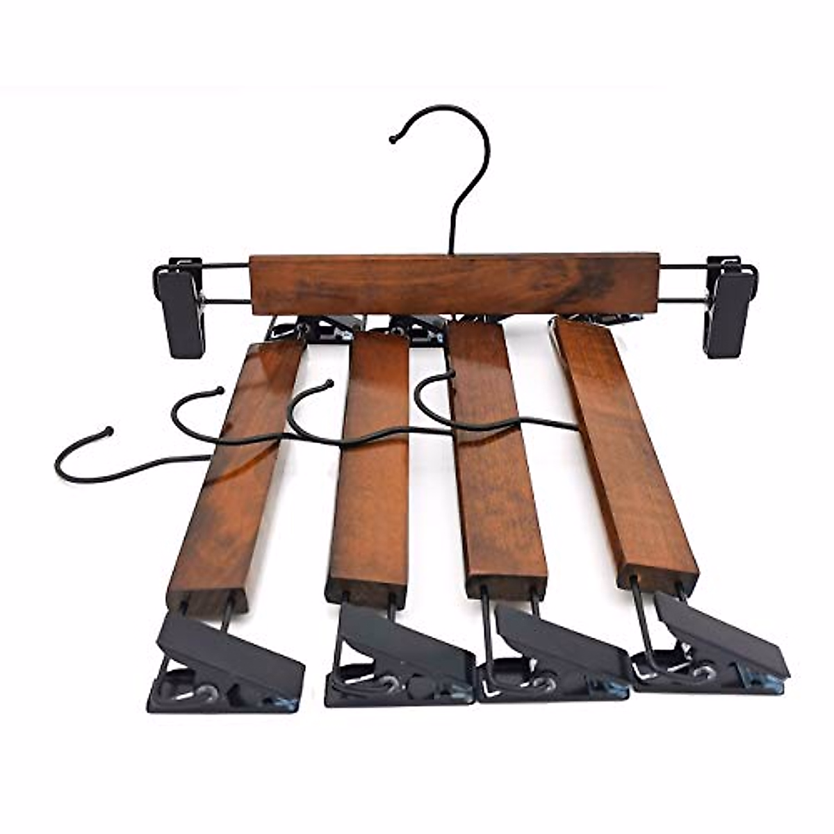 Esbuy Wooden Pants Hangers Finish with Metal Clips Natural Wood Hanger for Skirts Slacks,One Pack of 5 (Walnut)