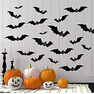 Halloween Decorations - Halloween Party Indoor Outdoor Decor Supplies , 56 PCS Reusable PVC 3D Decorative Scary Bats Wall Stickers Comes with Double Sided Foam Tape