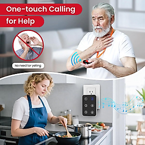 CallToU Caregiver Pager Wireless Call Button Nurse Call System 500Ft with LED Number Display for Elderly Patients Seniors Home Emergency Alert 2 Plug-in Receivers 6 Waterproof Portable Transmitters