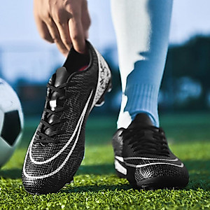 DHOVOR Mens Womens Soccer Cleats Youth Non Slip Athletics Football Cleats Unisex Football Boots Light-Weight Outdoor Soccer Shoes