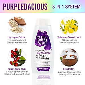 Punky Colour 3-in-1 Color Depositing Hair Cleanser & Conditioner, 8.5 fl oz. (Purpledacious)
