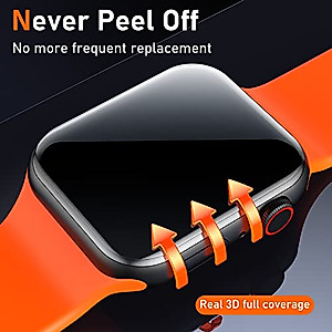 Uyiton Compatible with Apple Watch Series 8/7 45mm Screen Protector [Full Coverage][Auto-Alignment Installation Kit] HD Clear Bubble-Free Hard Coated Flexible PET Film for iWatch Cover 45mm, 2 Pack