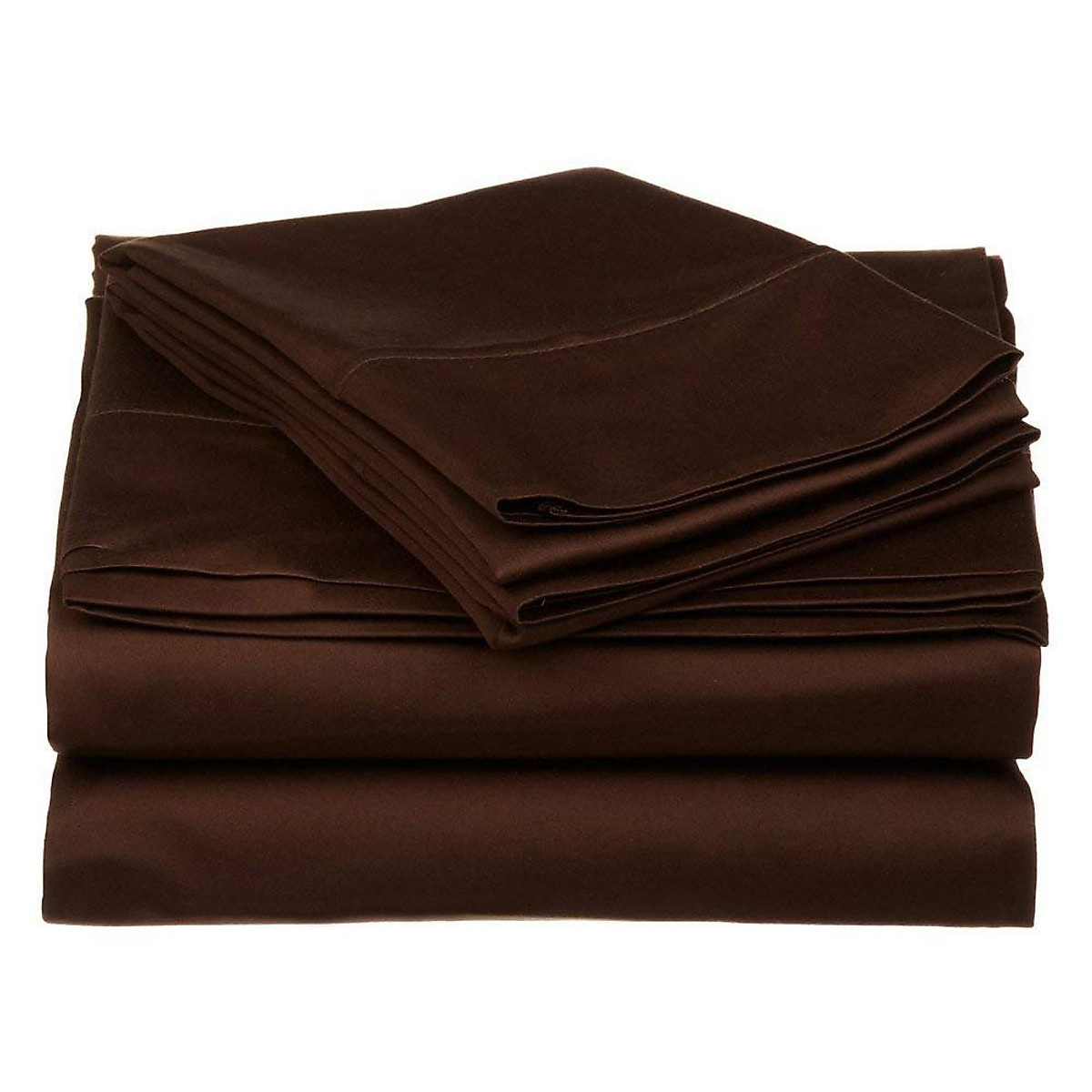 Ethereal Bedding 400-TC Sateen Super Soft 4-PC Luxury Sheet Set Twin Extra Long Solid Chocolate Fit Upto 18'' Inches Deep Pocket 100% Egyptian Cotton