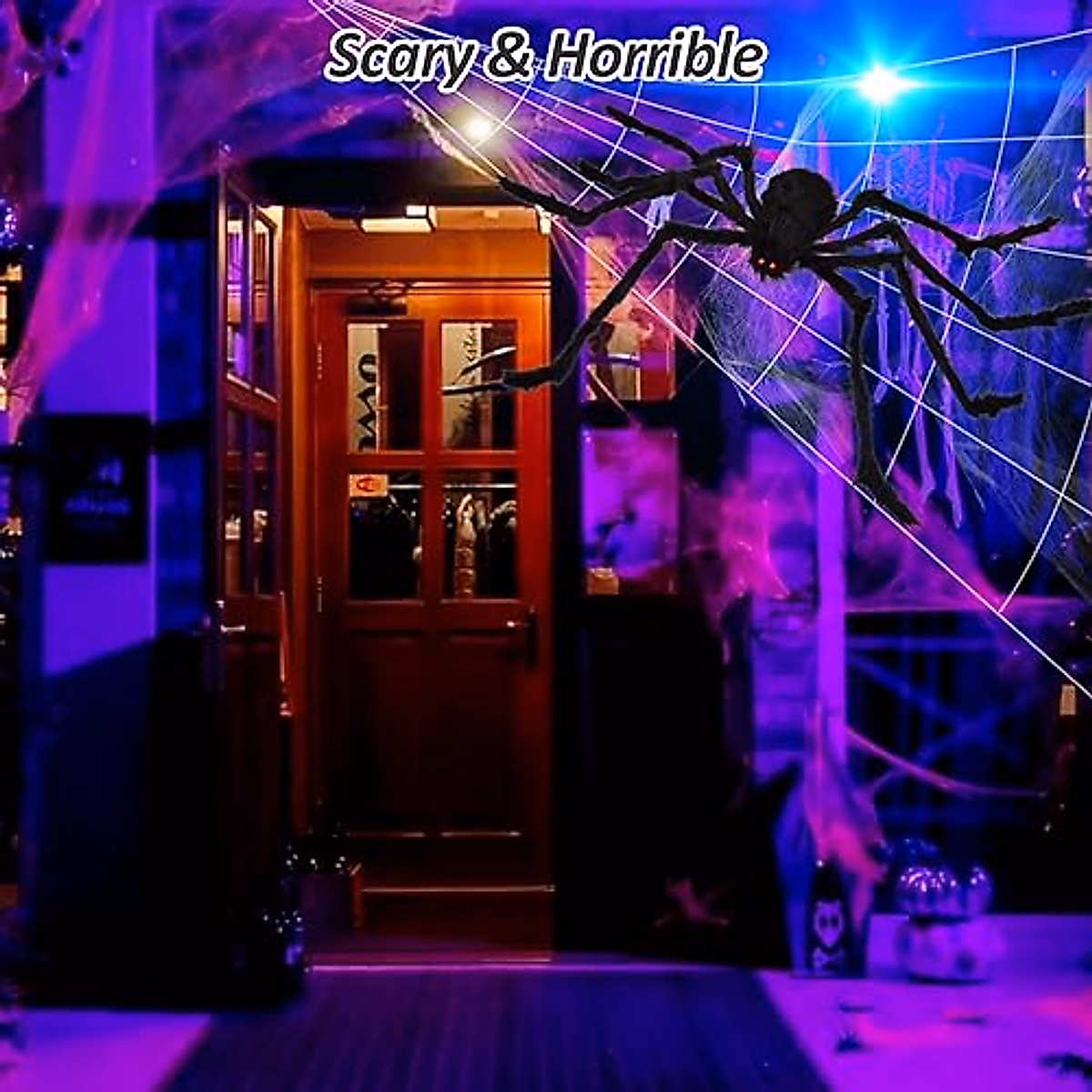 3pcs 212'' Halloween Spider Web 49" Halloween Spider Decorations Stretch Cobweb Fake Spider Giant Spider Web for Indoor Outdoor Halloween Decorations Yard Lawn Home Costumes Party Haunted House Décor