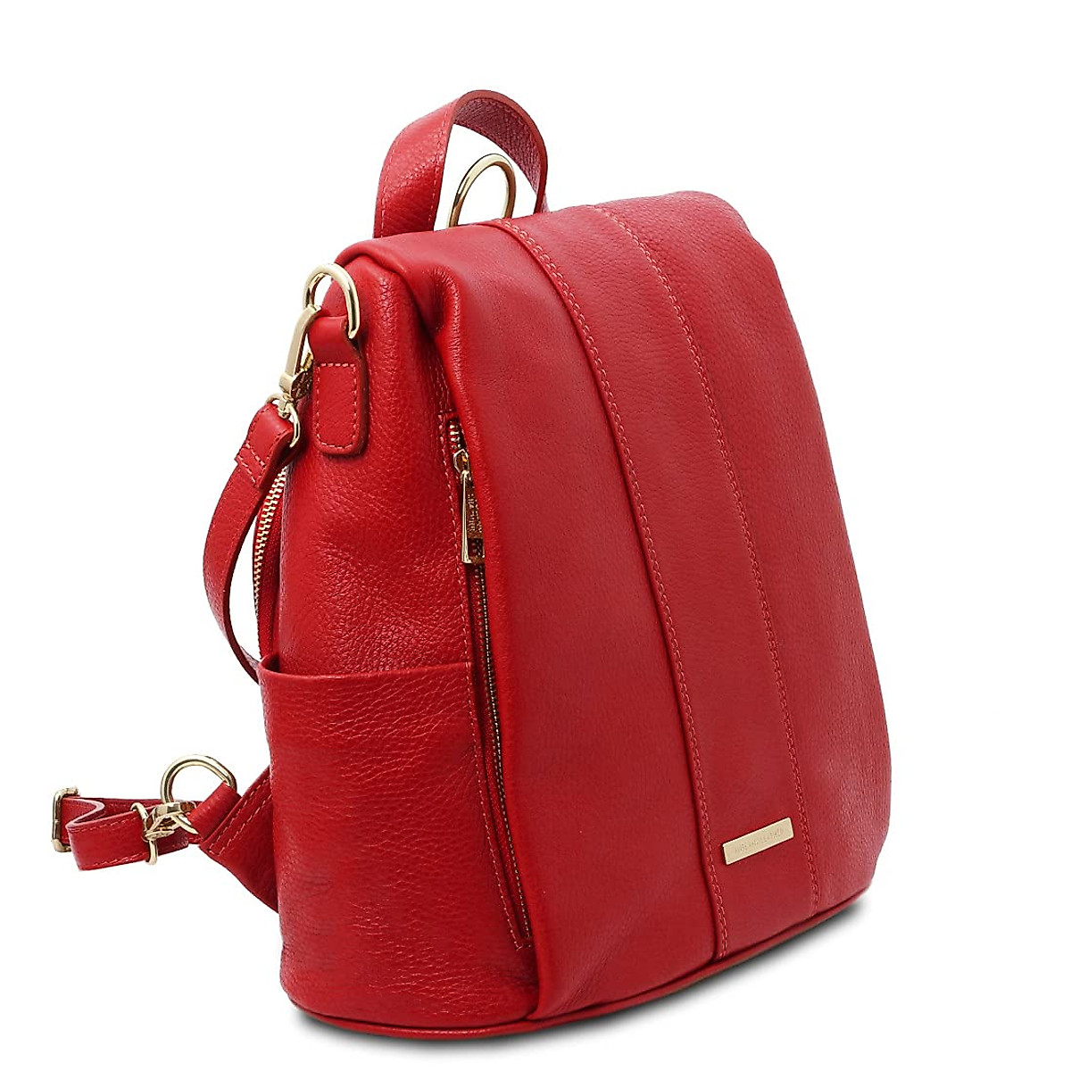 Tuscany Leather. TL Bag - Soft leather backpack - TL142138 (LIPSTICK RED)
