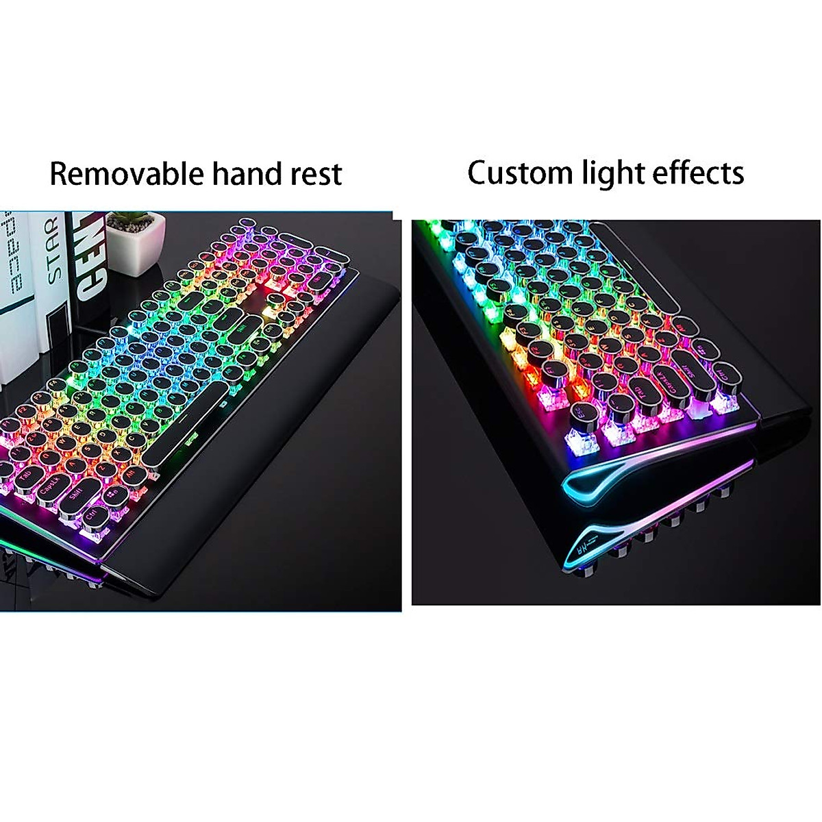 ARCH Wired Gaming Keyboard with Detachable Wrist Rest 108 Keys Mechanical Keyboard and Mouse Combo for Windows, iOS, Android, Computer Desktop PC Laptop (Color : C, Size : Black Shaft)