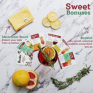 Gold Mixology Bartender Kit Cocktail Shaker Set by Barillio: Drink Mixer Set with Bar Tools, Bamboo Stand Cocktail Mixer Liquor Pourers Mojito Muddler Mixing Spoon Jigger Recipes Booklet