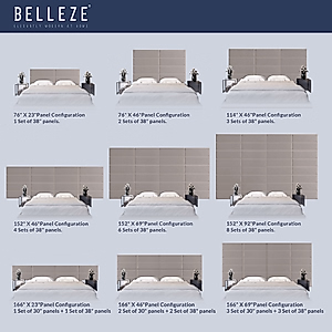 BELLEZE Upholstered Wall Panels, Twin, Single, or Queen Size Wall Mounted Headboards, Comfortable Fashional Padded Headboards - Pack of 4 Panels, Light Brown (Each Individual Panel 38" x 11.5")
