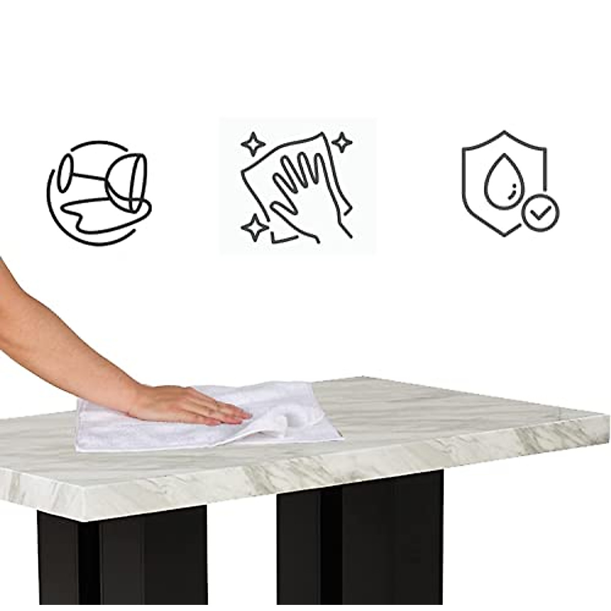 Liveasy Furniture 5-Piece Marble Dining Table Set for 4, Counter Height Dining Table Set with 4 Counter Height Chairs (Grey)