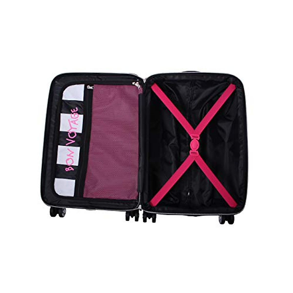 Betsey Johnson 30 Inch Checked Luggage Collection - Expandable Scratch Resistant (ABS + PC) Hardside Suitcase - Designer Lightweight Bag with 8-Rolling Spinner Wheels (Girls Print, 30in)
