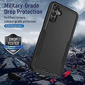 Warsia for Galaxy A13 5G Case, Samsung Case with Screen Protector,Heavy-Duty Tough Rugged Shockproof Protective Phone, Black