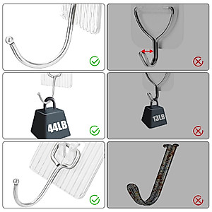 AccEncyc Adhesive Wall Hook, 10Pcs Heavy Duty Adhesive Hooks Strong Stick On Wall Hooks, Stainless Curtain Hook Wreath Door Hanger for Holiday Deco