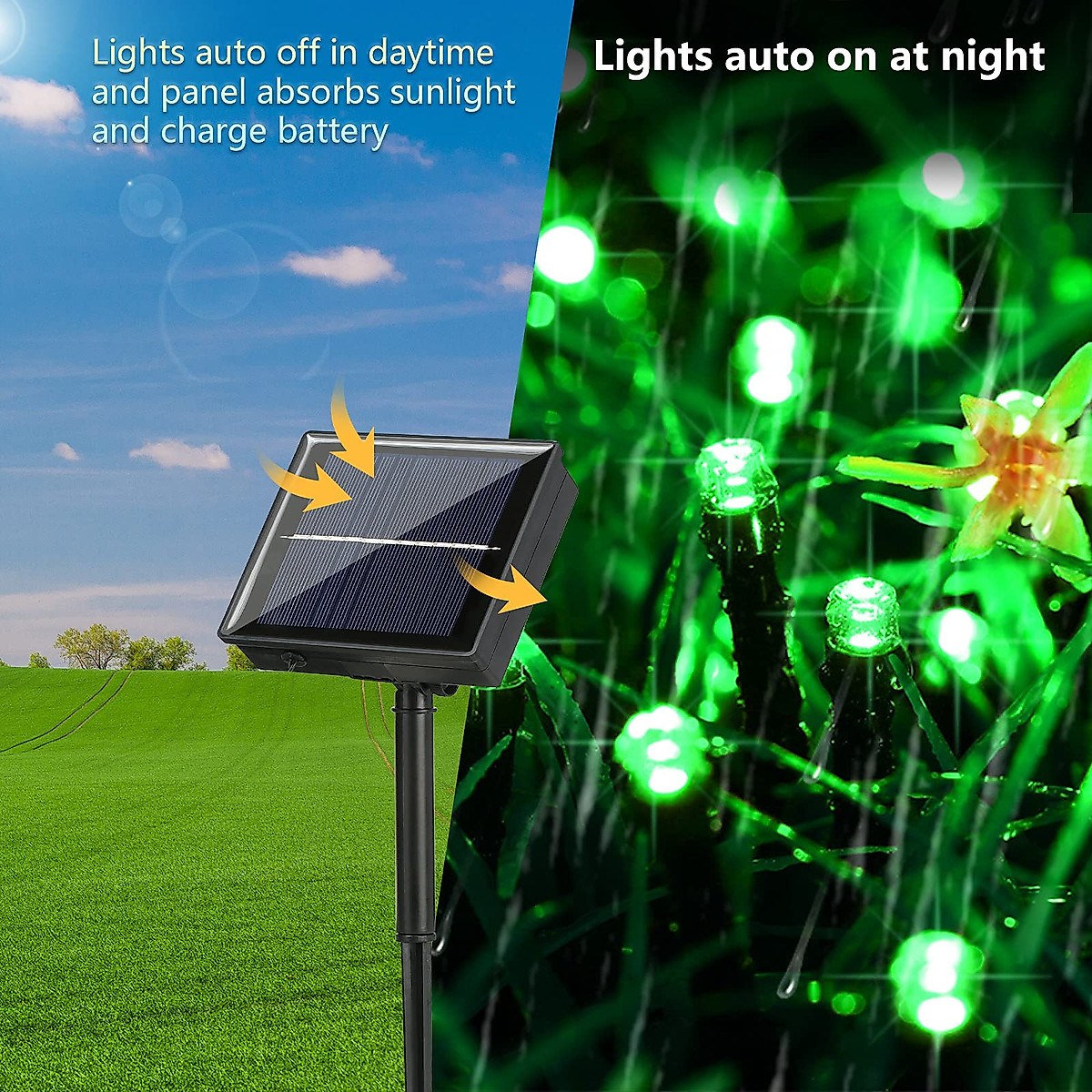 Joomer Green Solar String Lights, 105ft 300 LED 8 Modes Outdoor String Lights Waterproof Fairy Tree Lights for Garden, Patio, Fence, Balcony, Outdoors