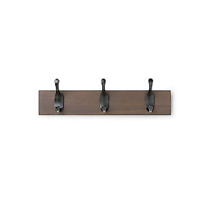 Amazon Basics Rectangular Wall Mounted Modern Coat Rack, 3 Hooks, Walnut