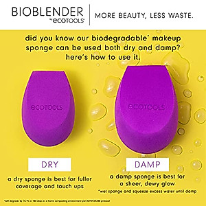 EcoTools Bioblender Makeup Sponge Trio, Large, Medium, & Small Beauty Sponges, Natural Makeup Blender Beauty Sponges for Liquid and Cream Foundation, Cruelty Free and Vegan, 3 Count